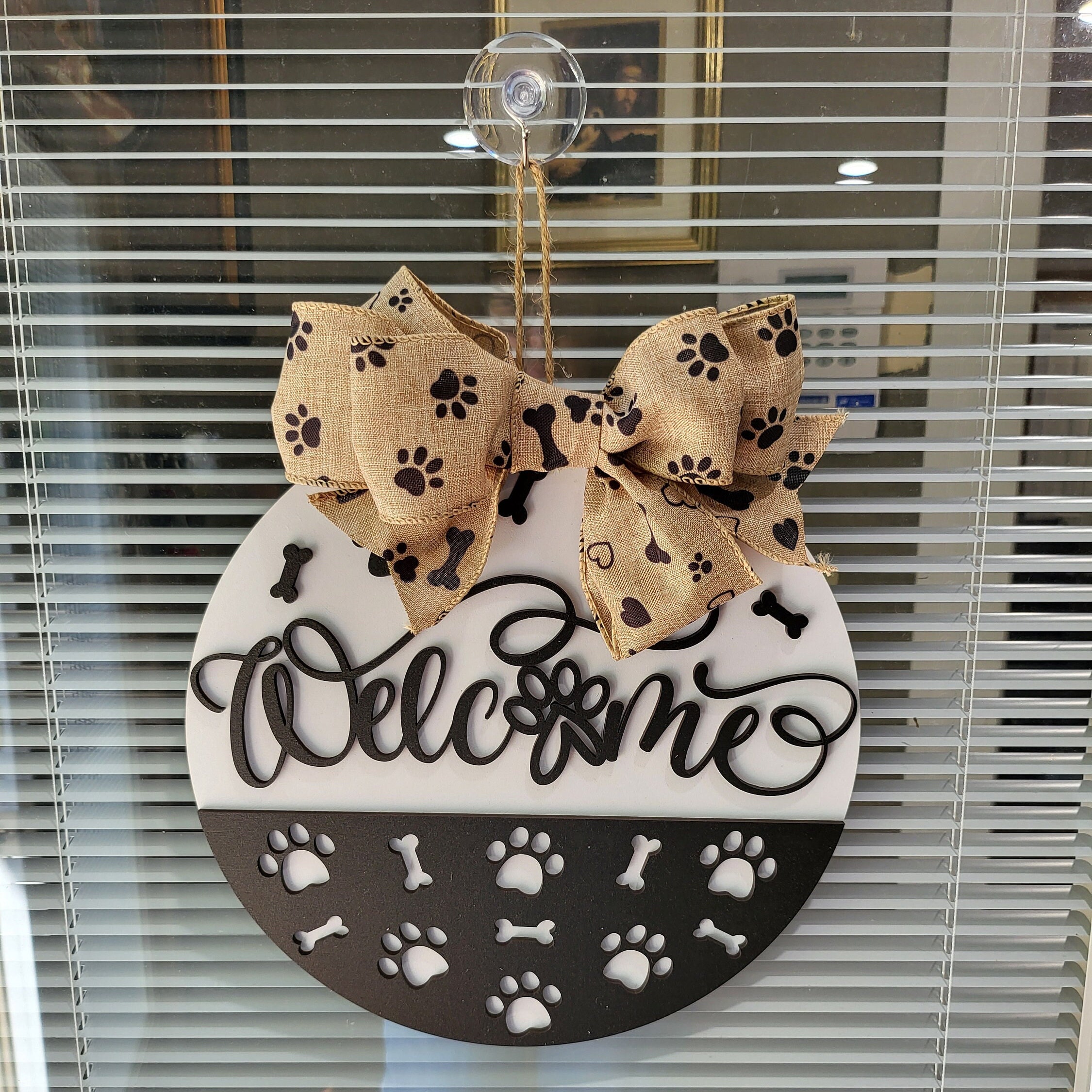 Dog Round Welcome Sign Paw Print Dog Welcome Sign Paw - Etsy