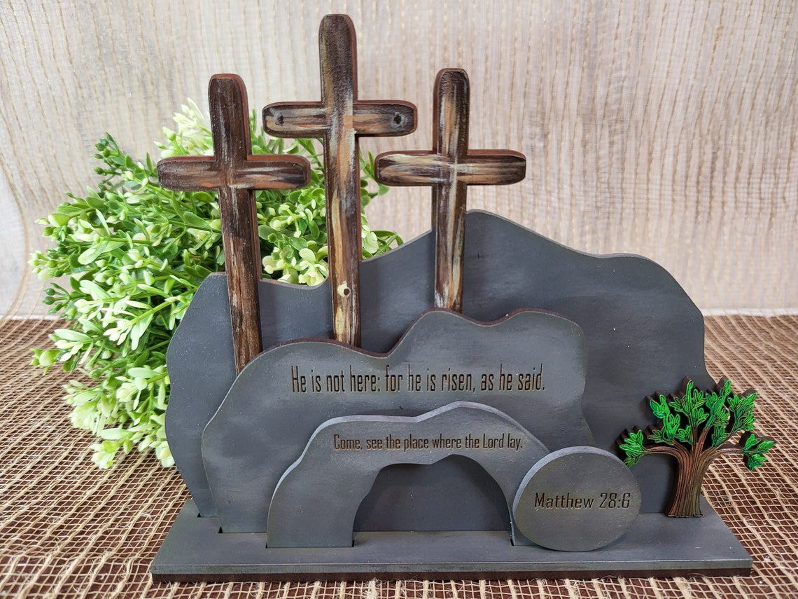 He Has Risen Decor - Empty Tomb Decor - Easter Resurrection Scene ...