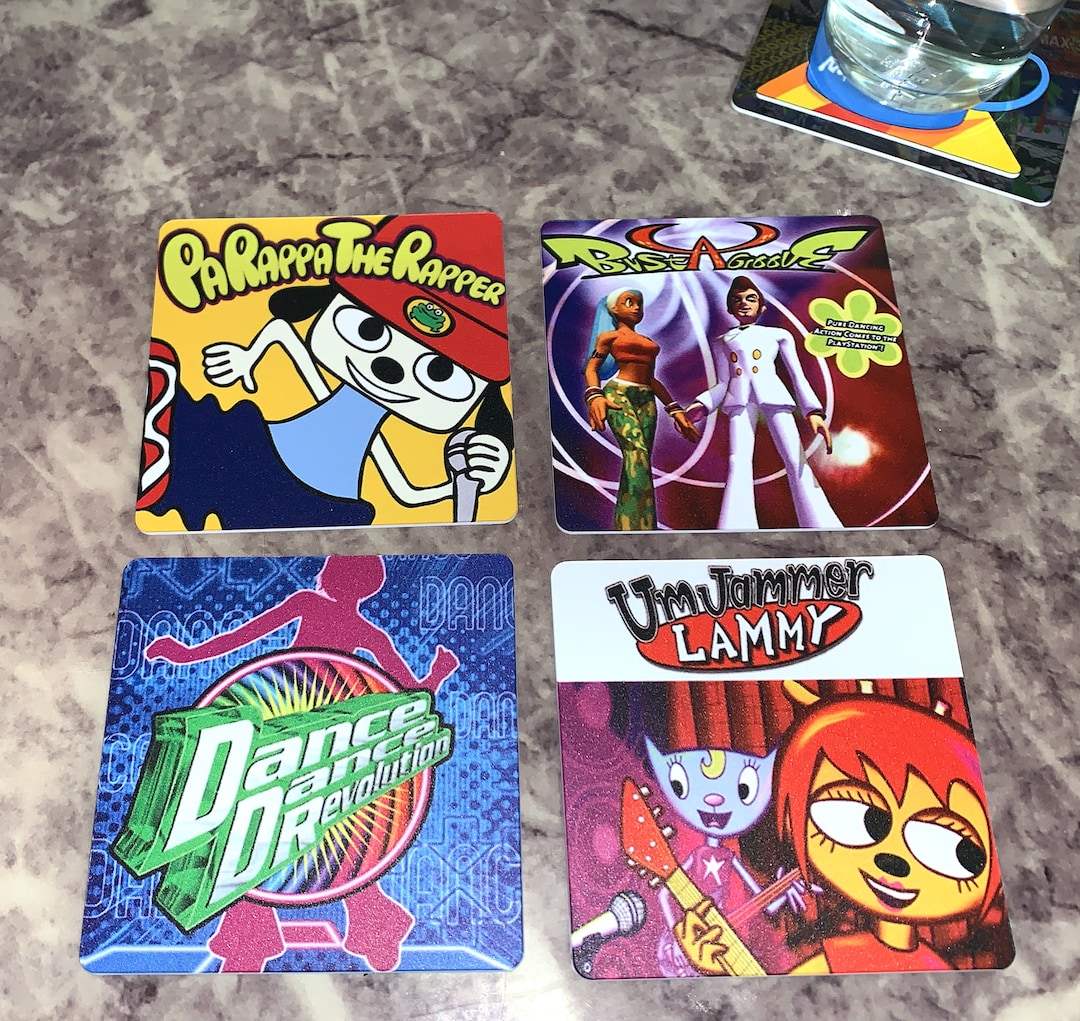Classic Video Game Drink Coasters - Playstation Music Games Set of 4 ...