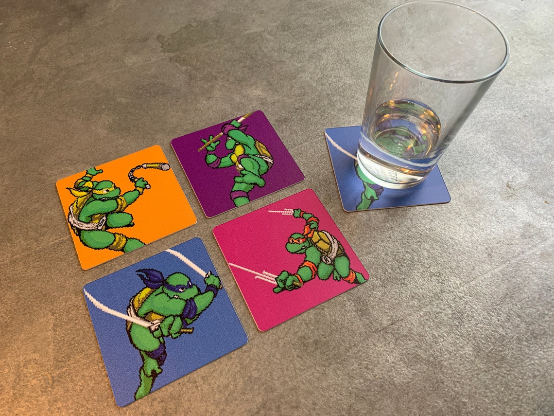 Classic Video Game Drink Coasters TMNT Turtles Set of 4 - Etsy
