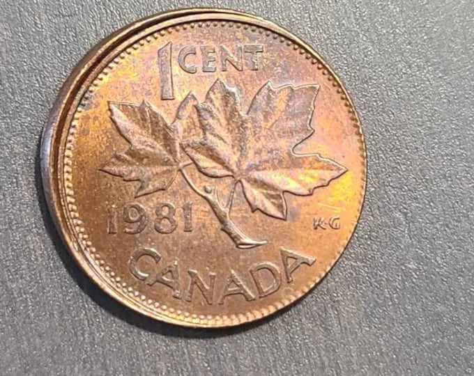 1981 Copper Canadian Penny, Mint Error Broadstruck/off Center Strike ...