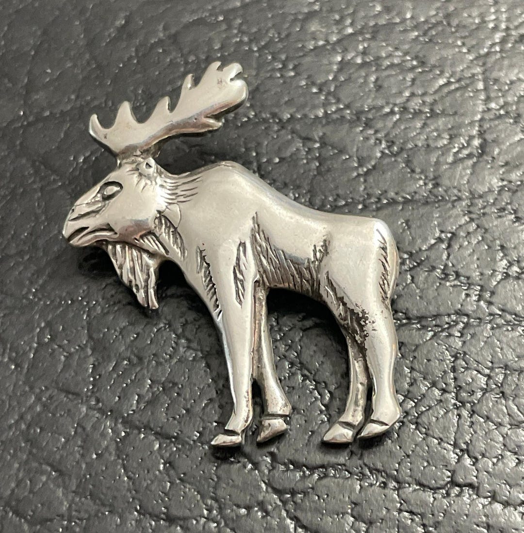 Retro Solid Silver Vintage Moose Pin for the Rugged Lover of Animal ...
