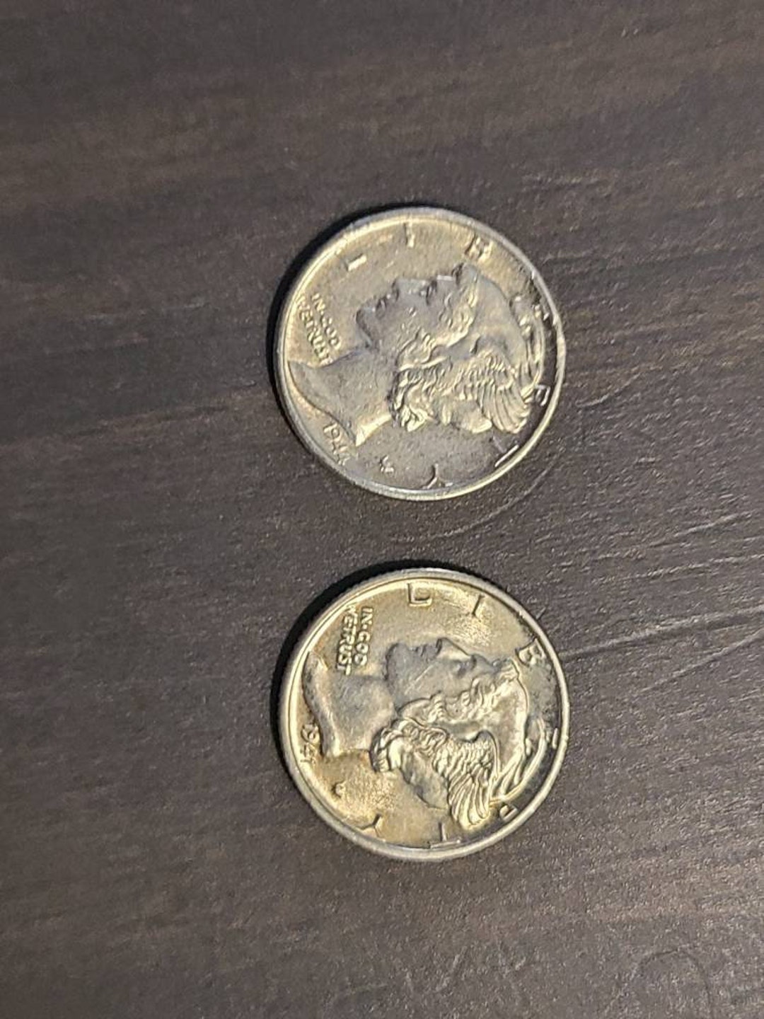 2x 1940s Mercury Silver Dimes, Au/uncirculated High Grade 90 Percent ...