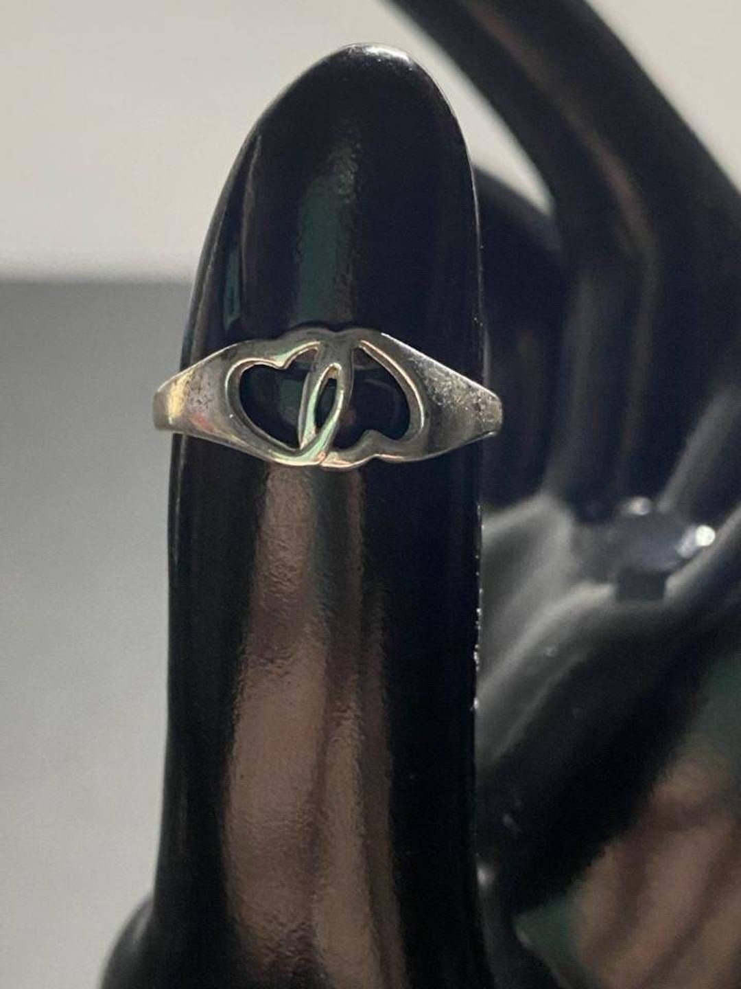 Conjoined Hearts Lovers Statement Sterling Silver Ring, Real 925 ...