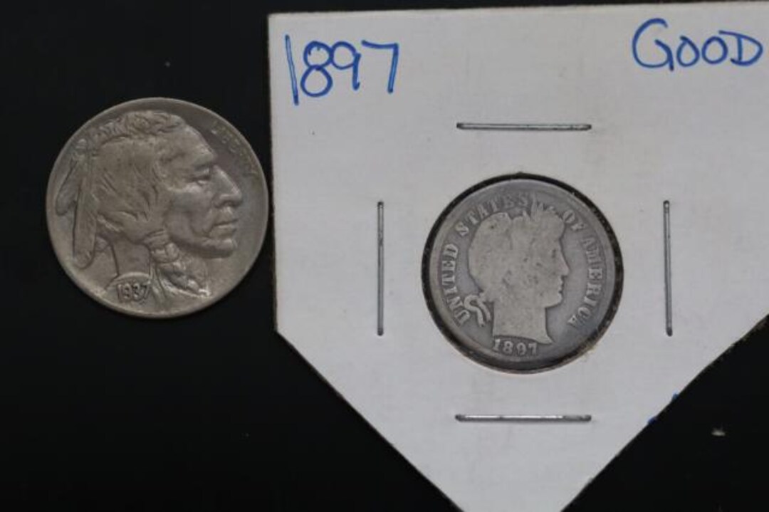 1897 Barber Silver Dime Plus Full Horn 1937P Buffalo Nickel Coin Lot - Etsy