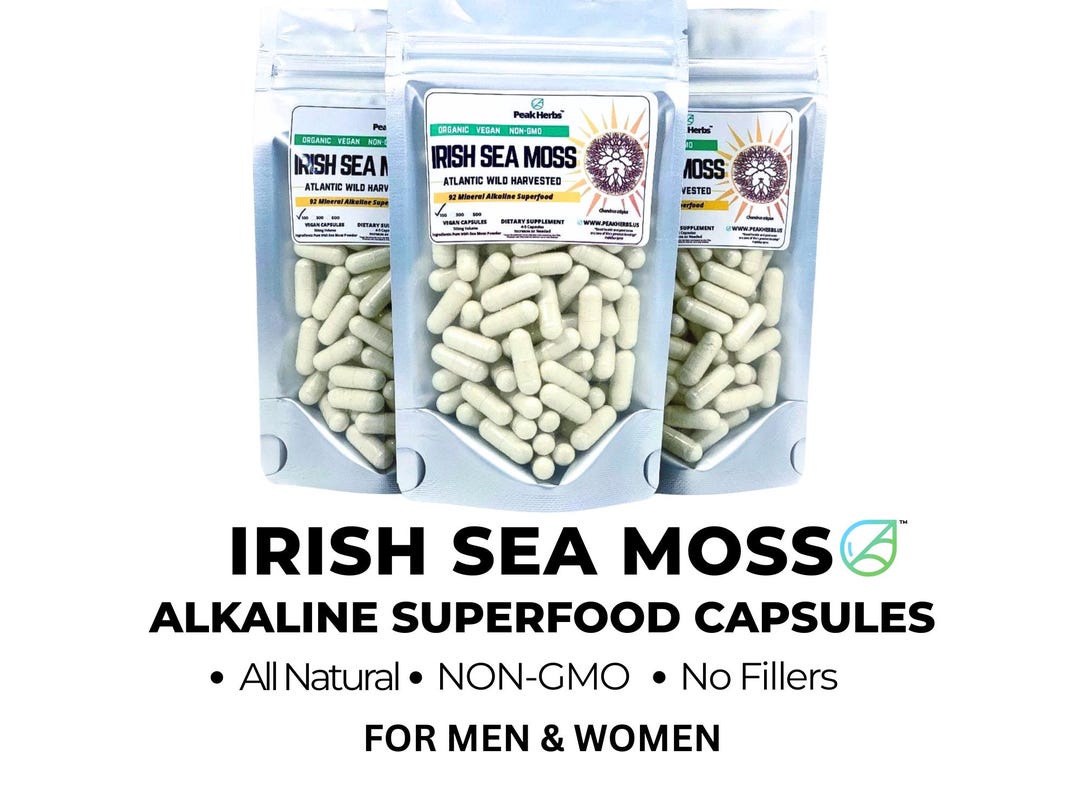 Irish Sea Moss Capsules: Wildcrafted High Potency 1500mg NON-GMO Herbal ...