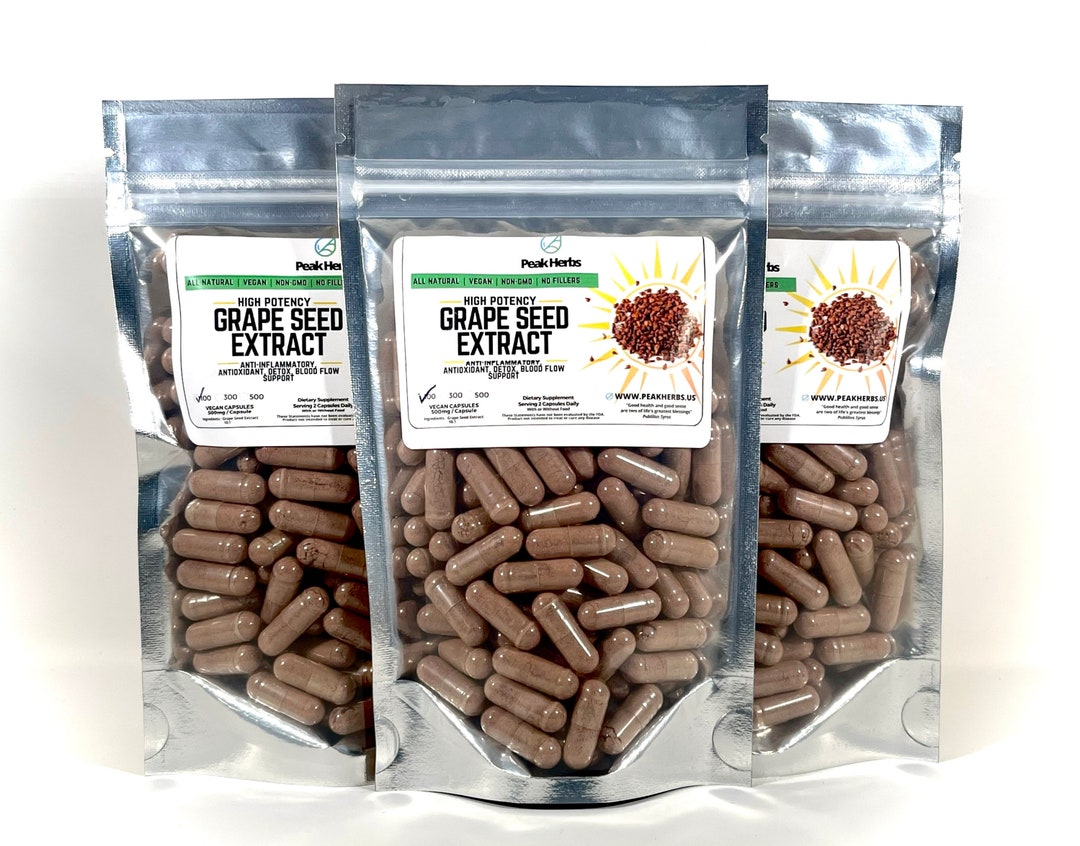Organic Grape Seed Extract Capsules - 5000mg Potency, 100% Natural, No ...