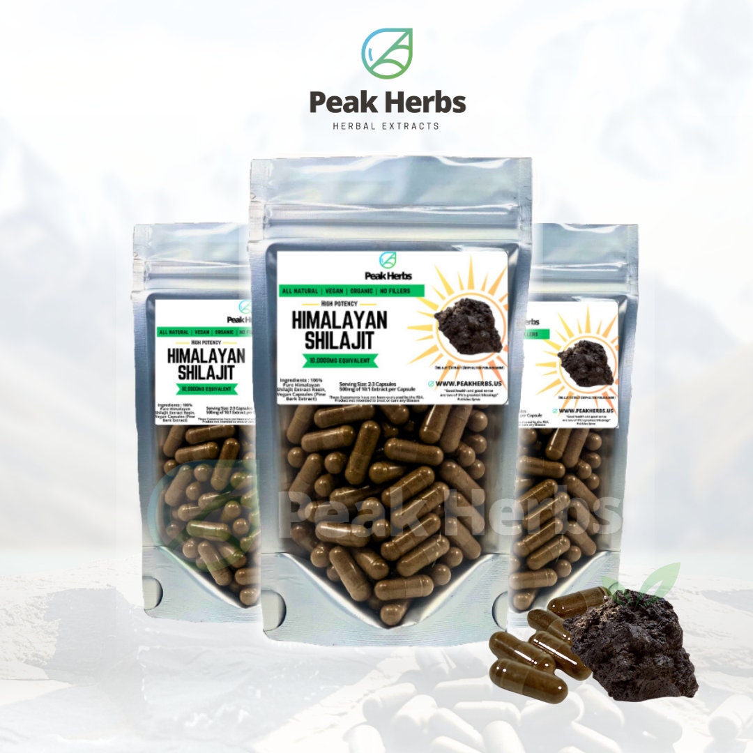 Pure Himalayan Shilajit Powder Extract Capsules - Earth’s Nutrient ...