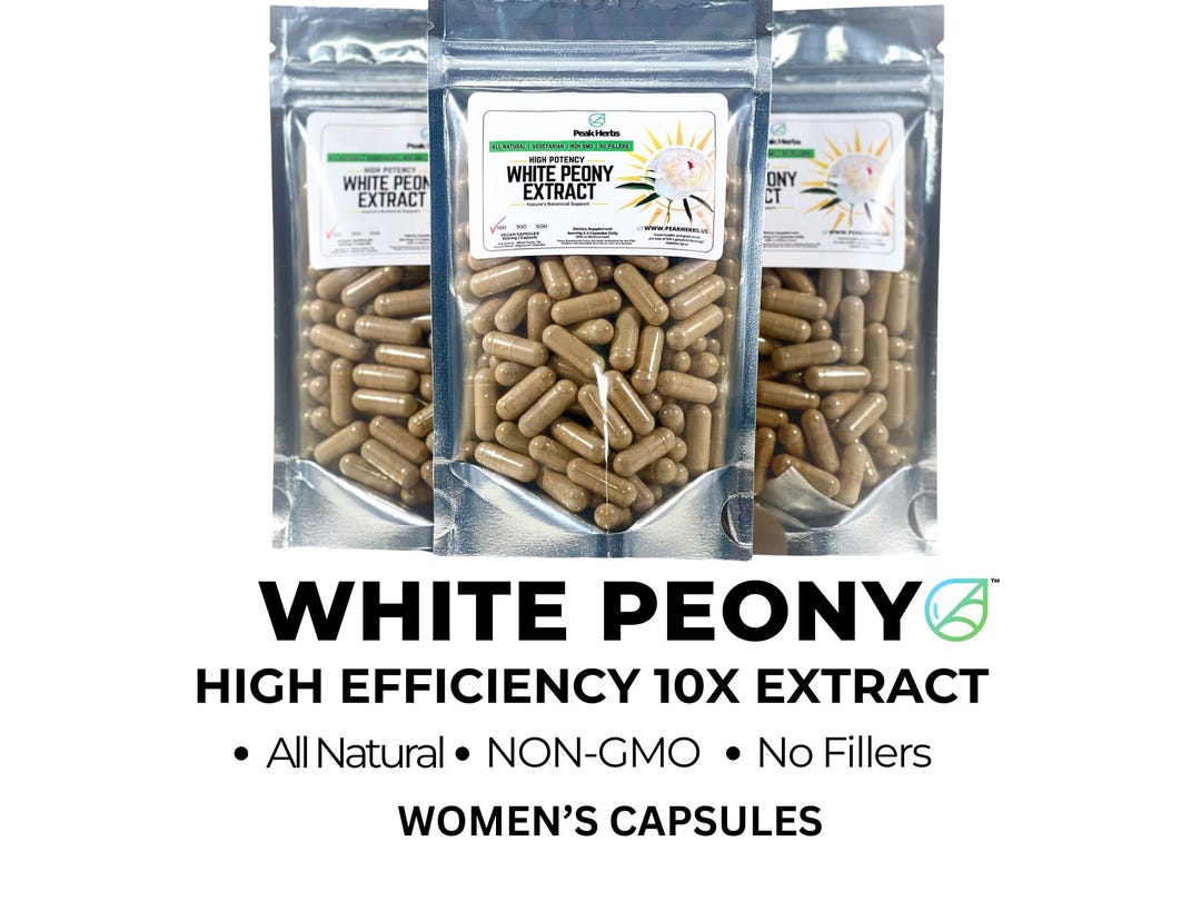 White Peony Extract Capsules: 1500mg High Potency NON-GMO Women's ...