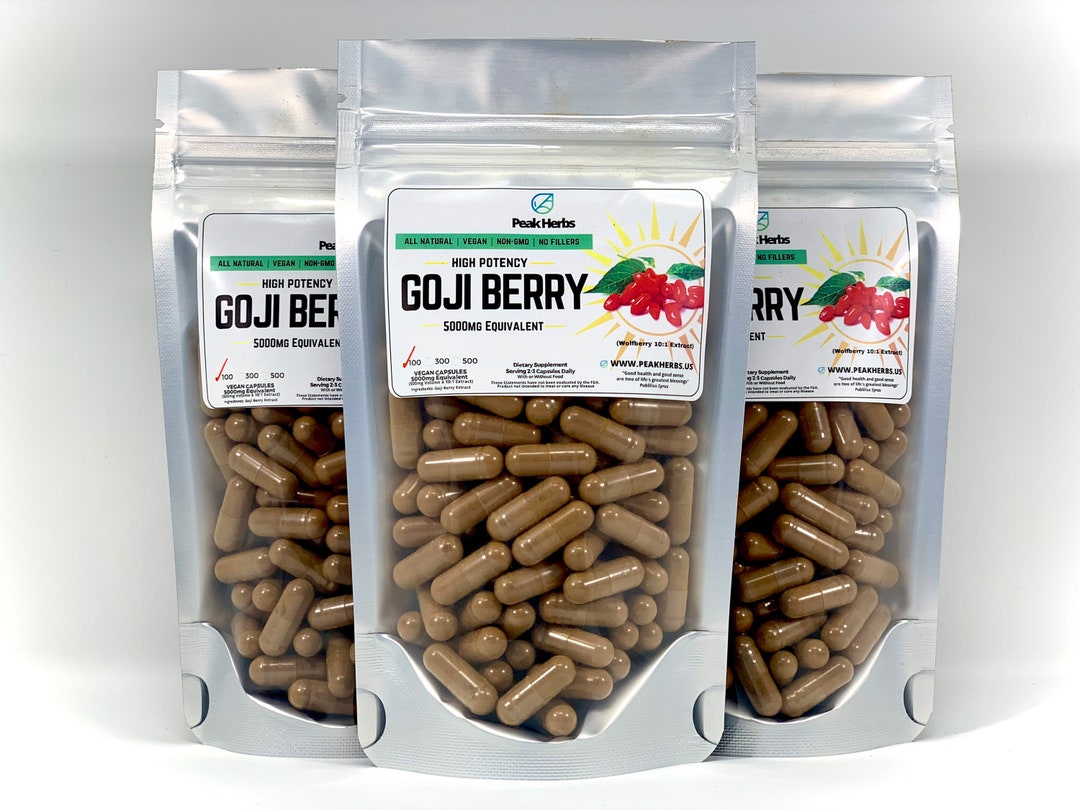 Goji Berry Capsules 500mg of Pure Goji Berry 10x Extract All Natural ...