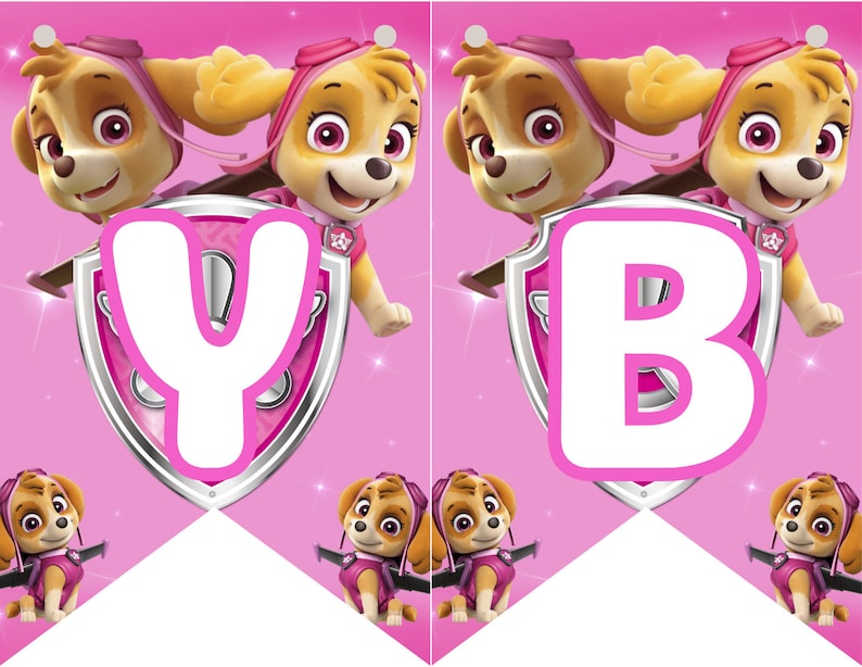 Downloadable Files, Skye Paw Patrol Birthday Banner - Etsy