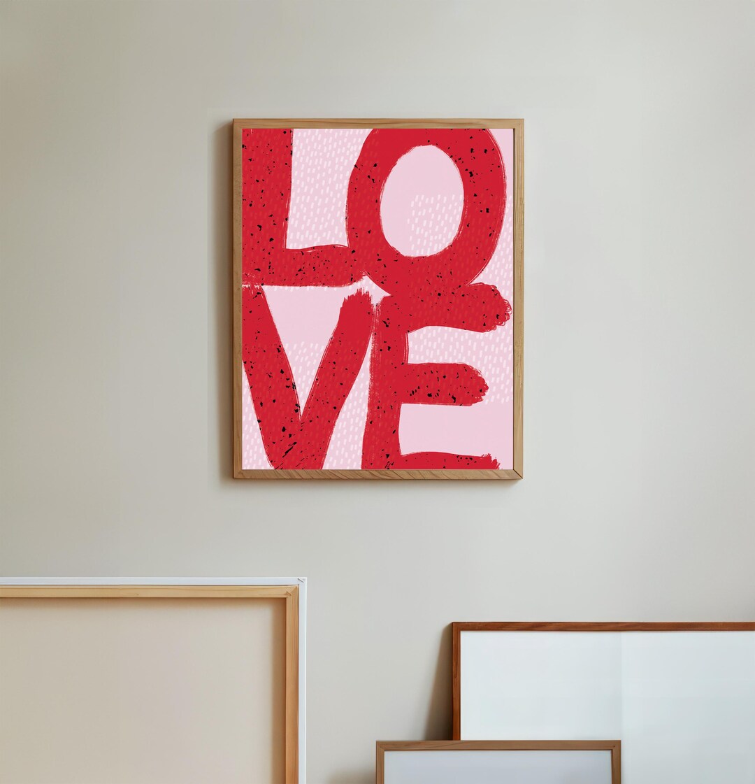 Love Art Print - Retro Love Poster, Trendy Wall Art, Red Love Print ...