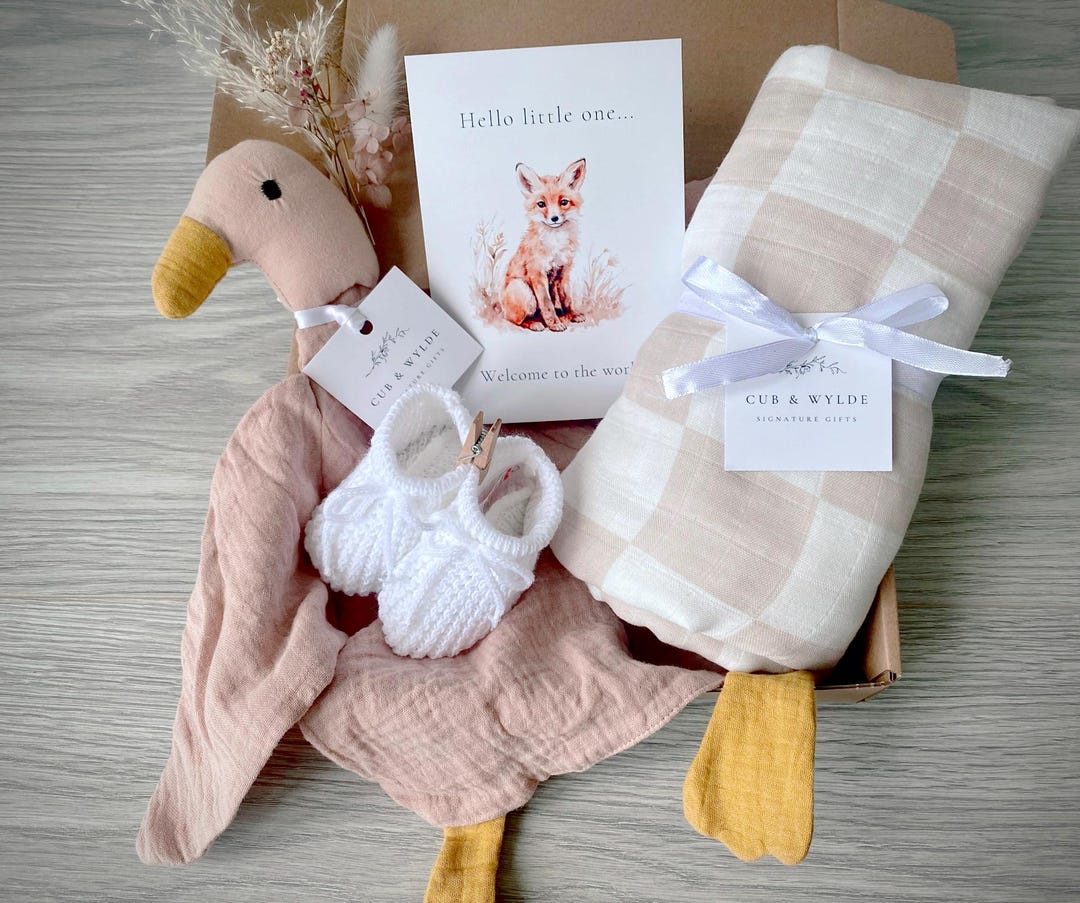 Organic Baby Girl Welcome Gift Vintage Pink Baby Gift Set Deluxe ...