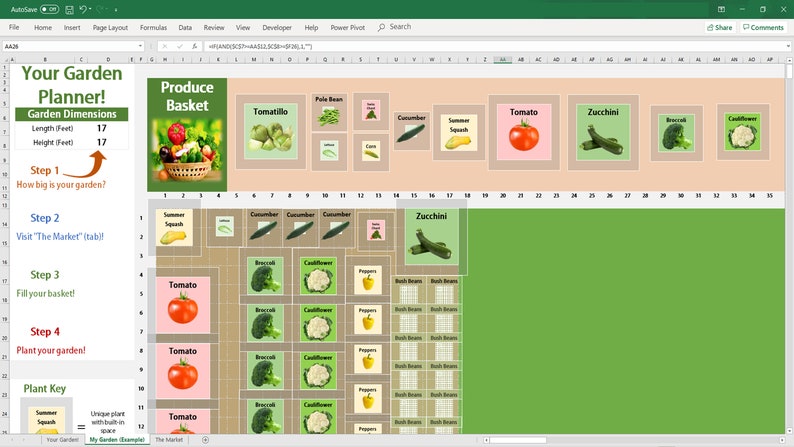Excel Garden Planner Spreadsheet – Scaled Vegetable Layout Tool ...