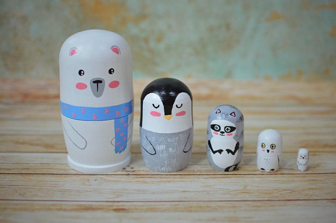 Matryoshka Wooden Nesting Toys for Kids Fox Stacking Dolls Handmade ...