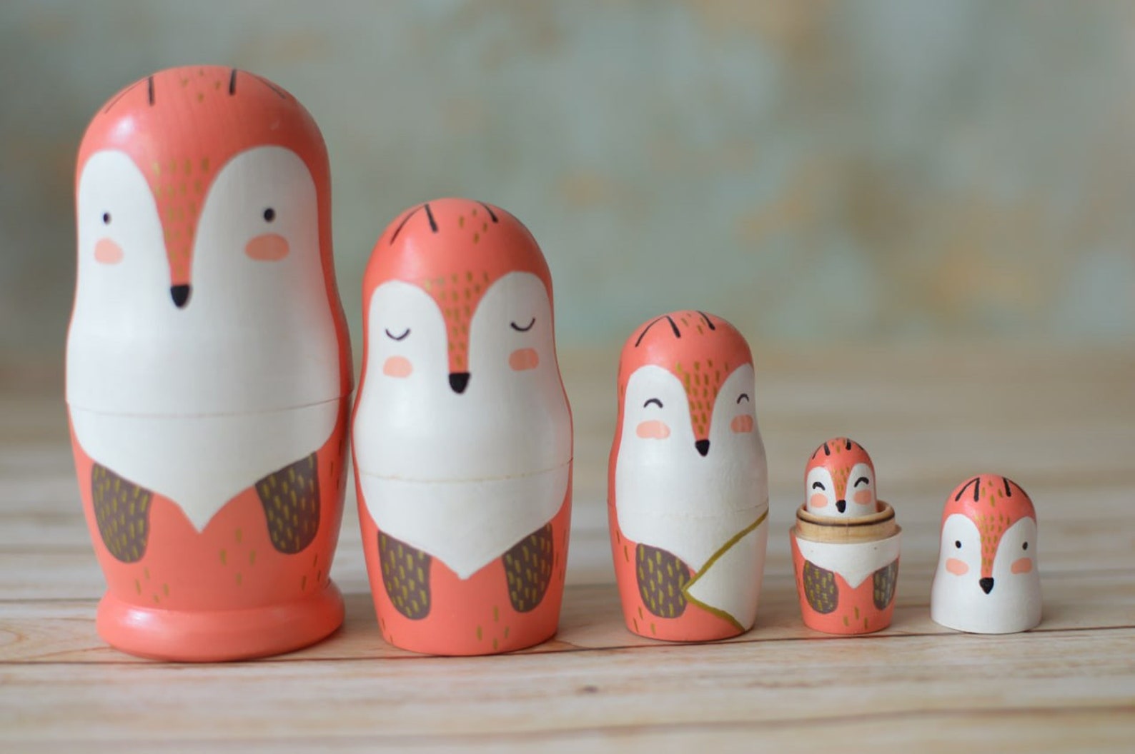 Matryoshka Wooden Nesting Toys for Kids Fox Stacking Dolls - Etsy