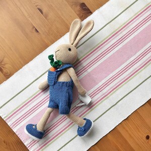 Bunny, Crochet Long Legs Rabbit With Salopette Overall, Crochet Toy for ...
