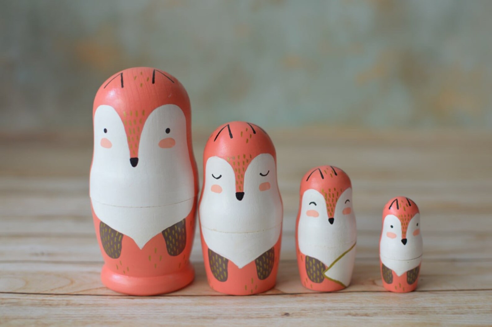 Matryoshka Wooden Nesting Toys for Kids Fox Stacking Dolls - Etsy