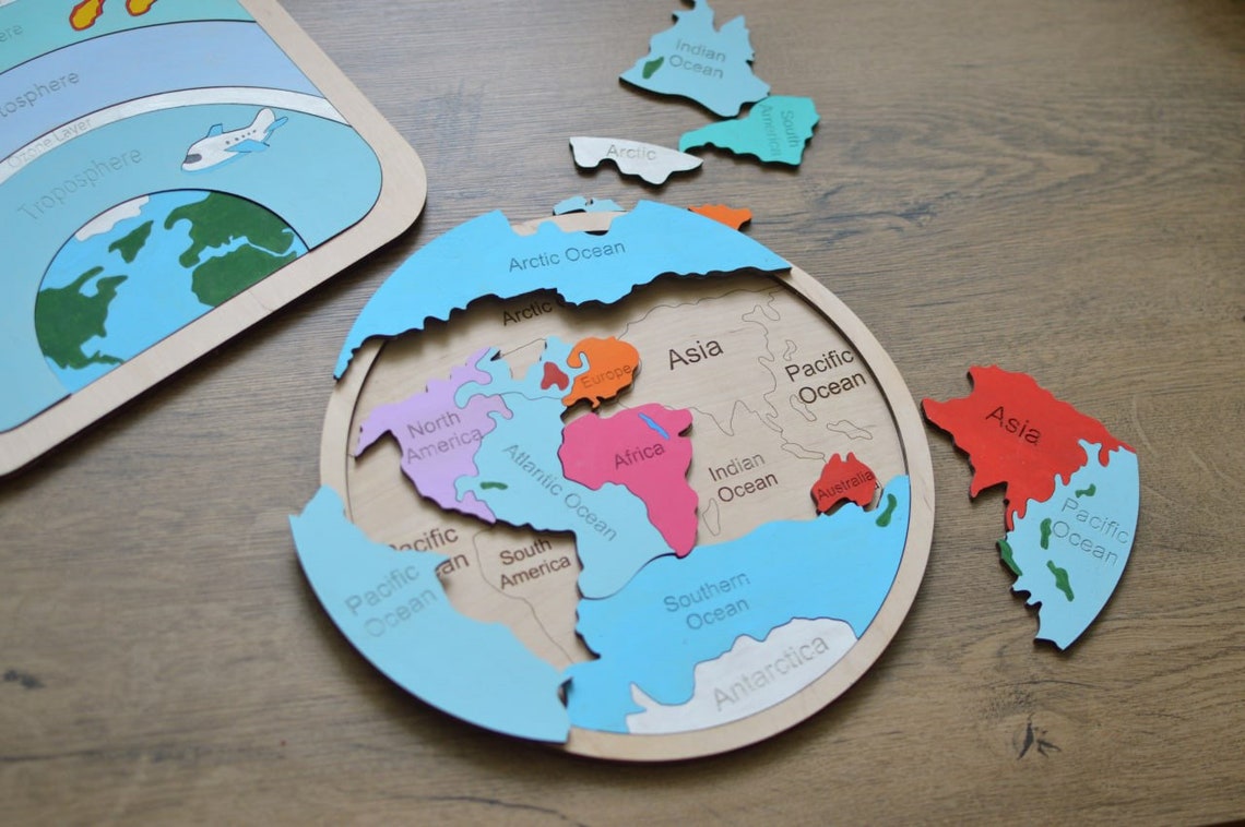 World Map Puzzle Handmade Wooden Map of the World Wood - Etsy