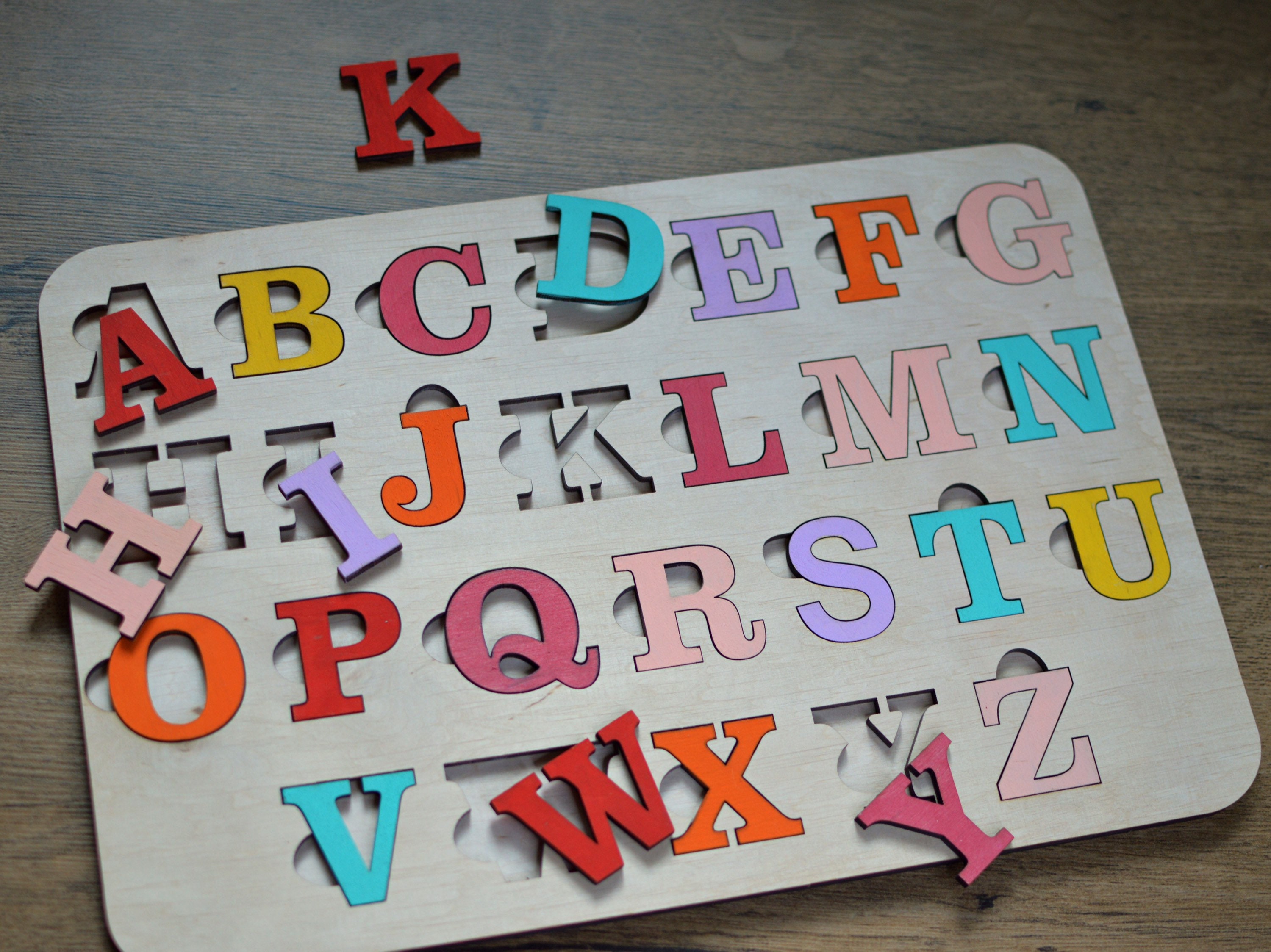 Wooden Alphabet Puzzle, School-age Toys, ABC Puzzle, Gifts for Kids ...
