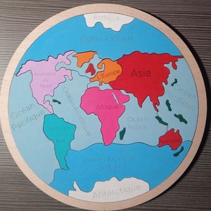 World Map Puzzle, Handmade Wooden Map of the World, Wood Puzzle Jigsaw ...
