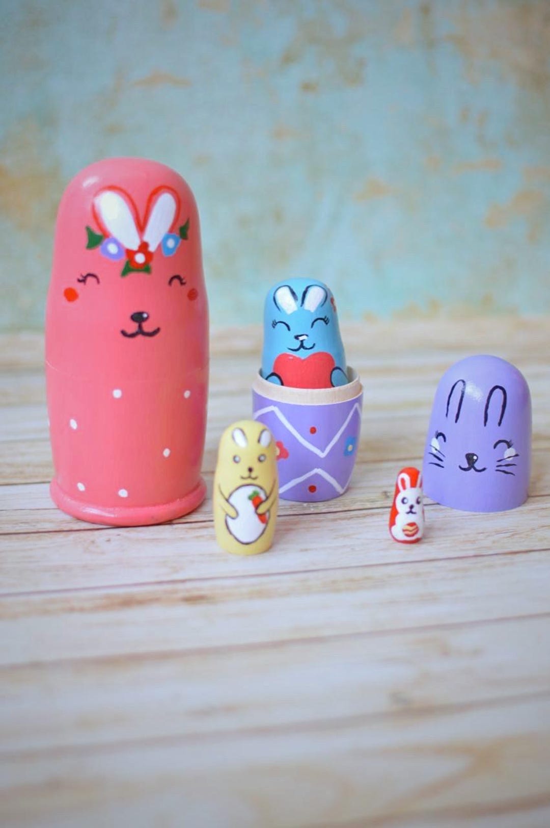 Easter Bunny Matryoshka, Nesting Dolls Kids Room Decor Montessori and ...