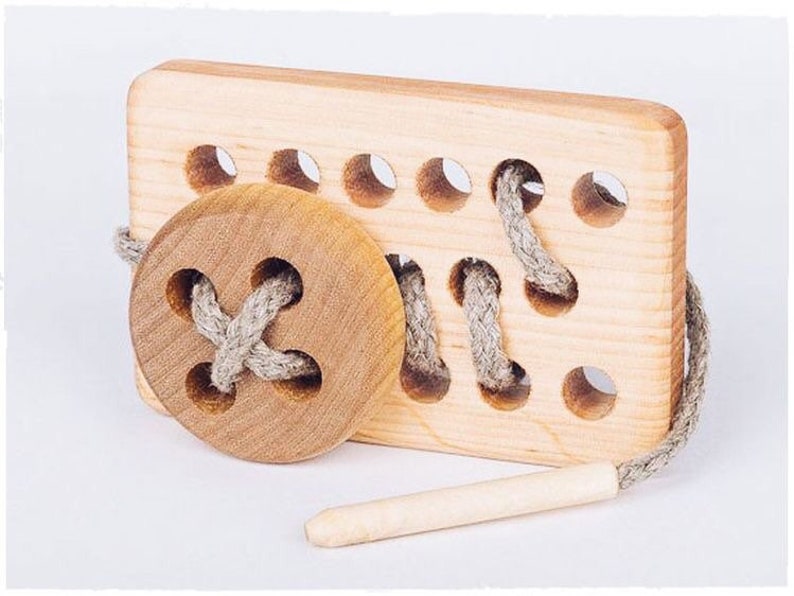 Wooden Lacing Toy, Montessori Button Lacing Toy, Wooden Toddler Toy ...