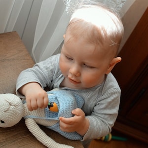 Bunny, Crochet Long Legs Rabbit With Salopette Overall, Crochet Toy for ...
