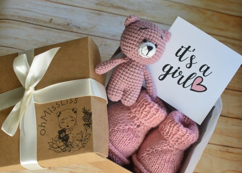 Gender Reveal Gift Box With Teddy Toy It's a Girl Baby Gift Basket for ...