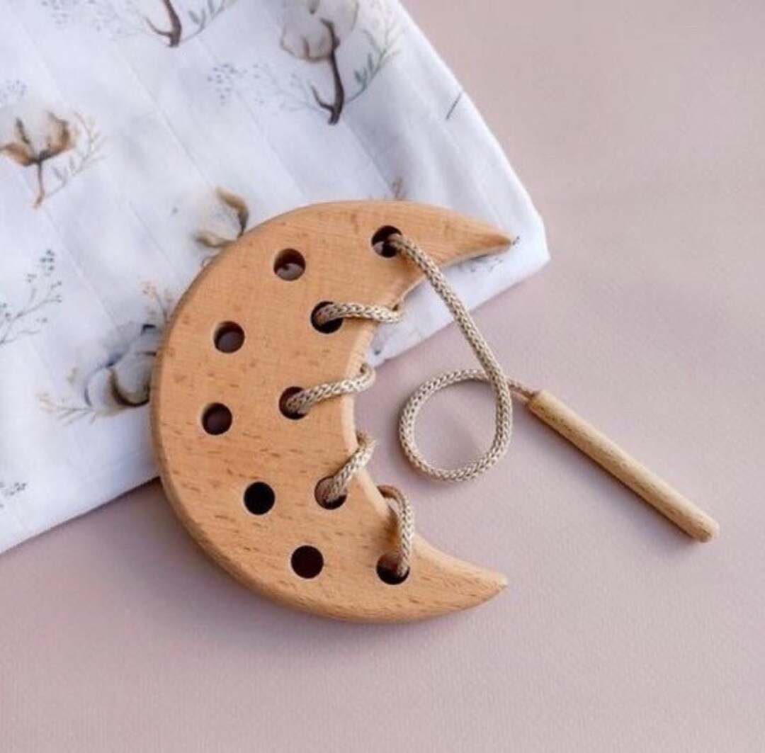 Wooden Lacing Toy, Montessori Button Lacing Toy, Wooden Toddler Toy ...