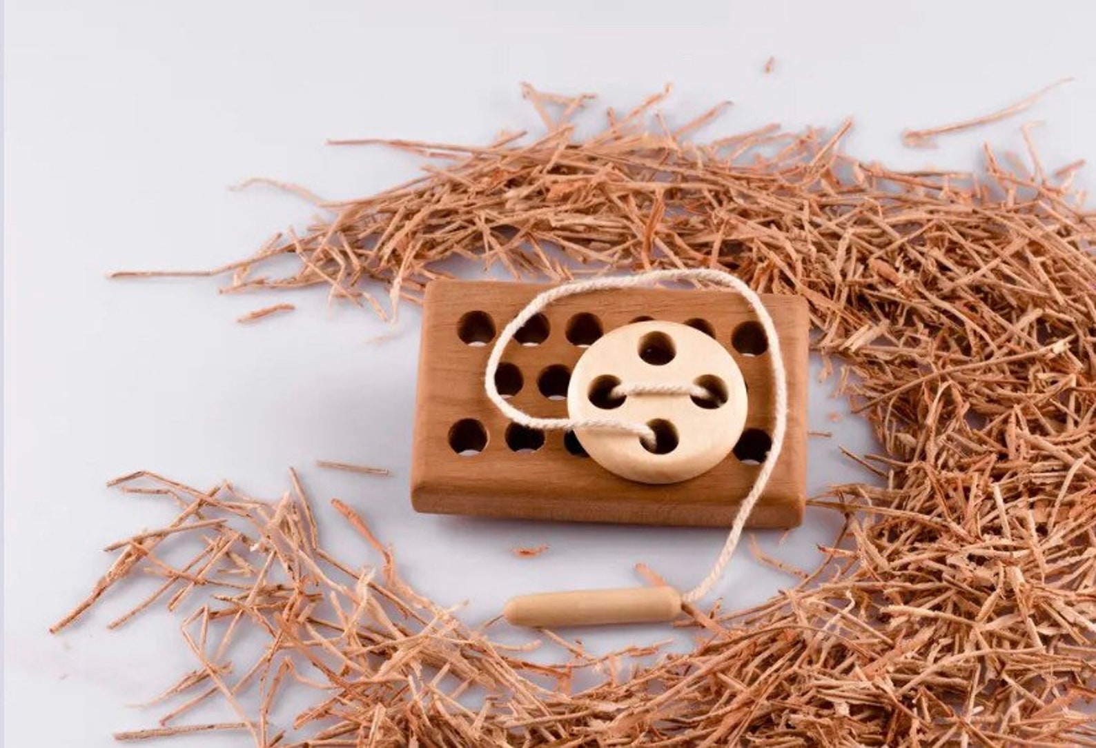 Wooden Lacing Toy, Montessori Button Lacing Toy, Wooden Toddler Toy ...