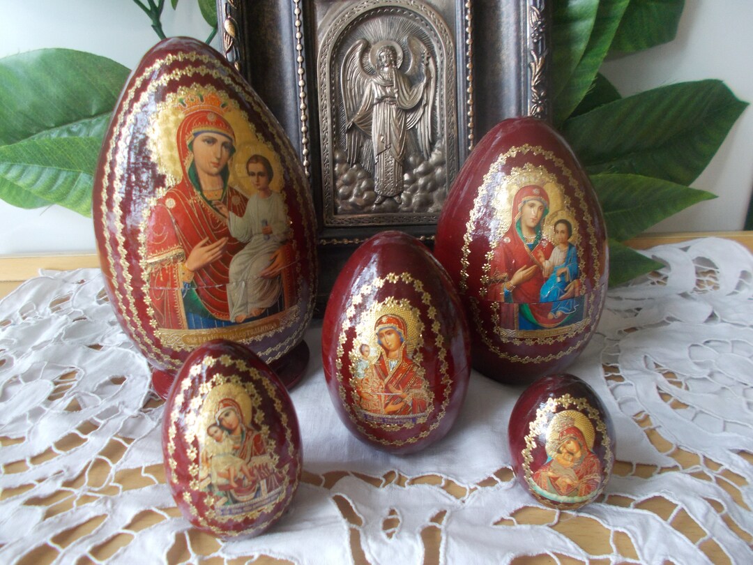 Religious Matrioshka, Egg Shaped Nesting Dolls, Byzantine Icons ...