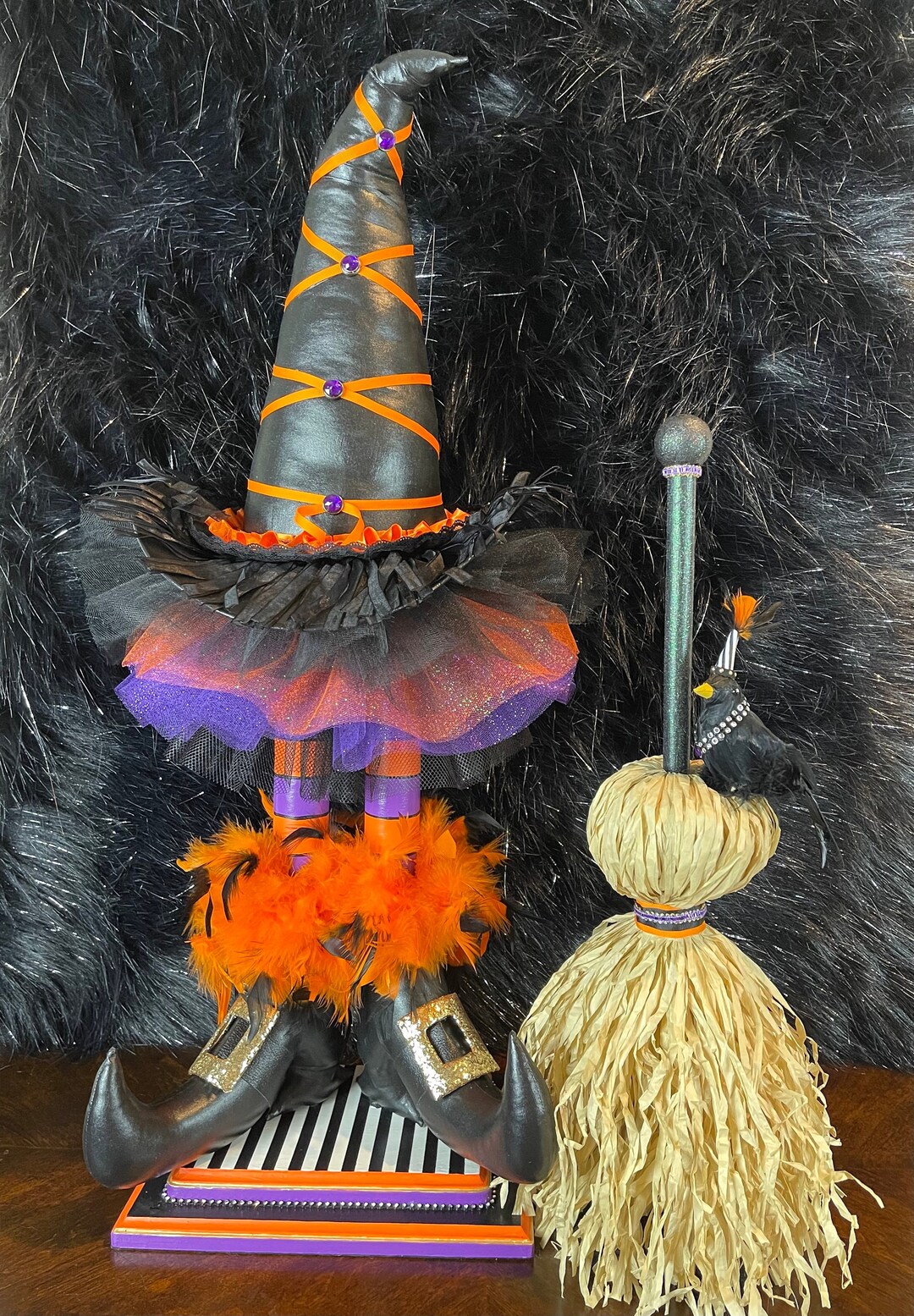 Halloween Witch Centerpiece, Halloween Witch Stand, Witch Stand & Broom ...