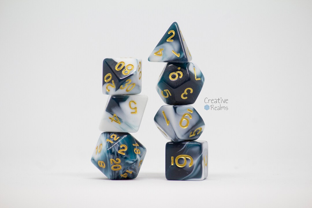 Dice Set Ink Sea Dice Set Sea of Ink 7 Pieces Acrylic Cubes Pen & Paper ...
