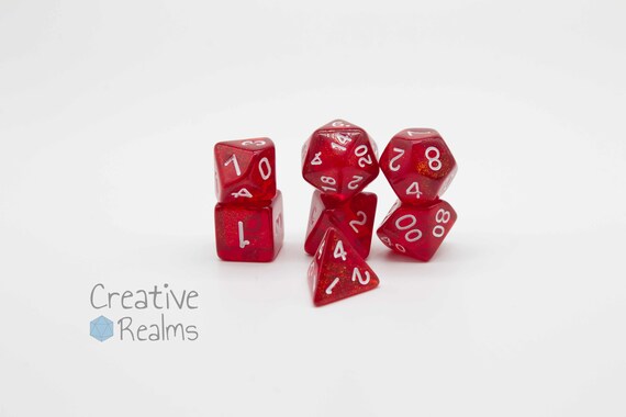 Cube Set Luminous Ruby Dice Set Shining Ruby 7-part | Etsy