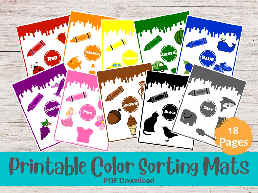 Color Sorting Printable Mats | Preschool Busy Book | Toddler Learning ...