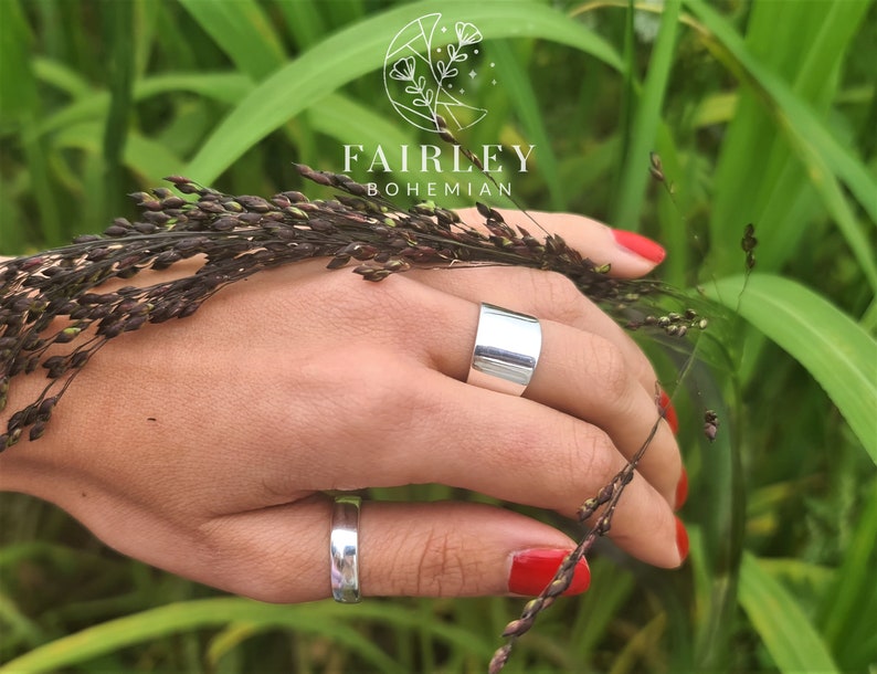 Solid 925 Sterling Silver Adjustable Ring 12mm Thick Band | Etsy