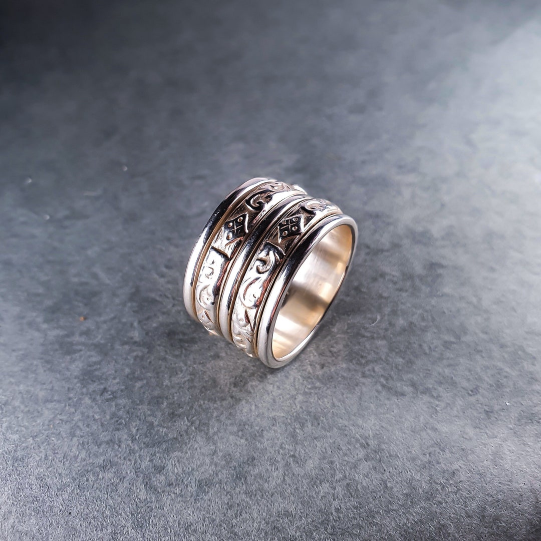 Sterling Silver Spinner Ring ~ Fidget Ring ~ Spinning Ring ~ Meditation ...