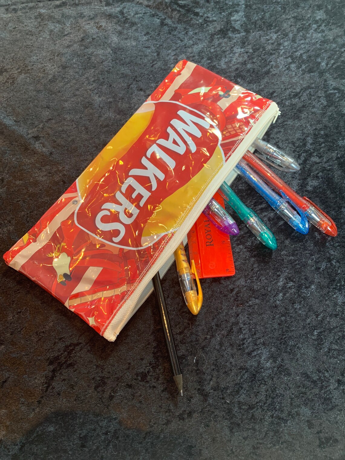Upcycled large Walkers crisps packet/ wrapper pencil case/ | Etsy