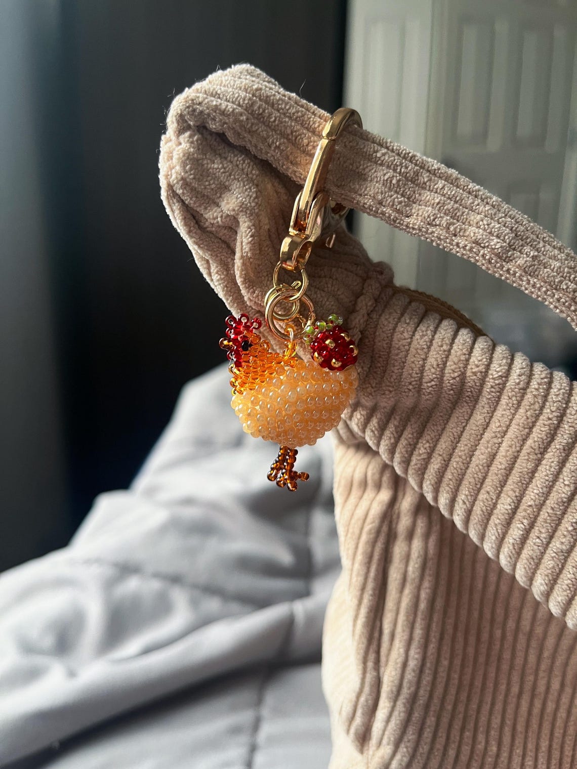 Hand Beaded Chicken Keychain: Japanese Seed Beads & Lobster Clasp - Etsy
