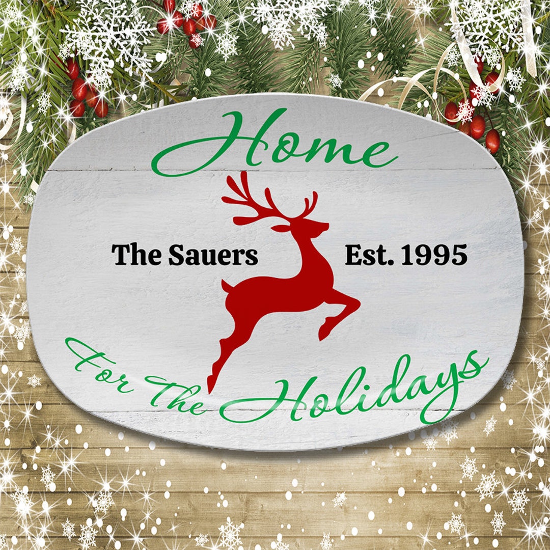 Christmas Grilling Platter, Personalized Holiday BBQ Plate, Home for ...