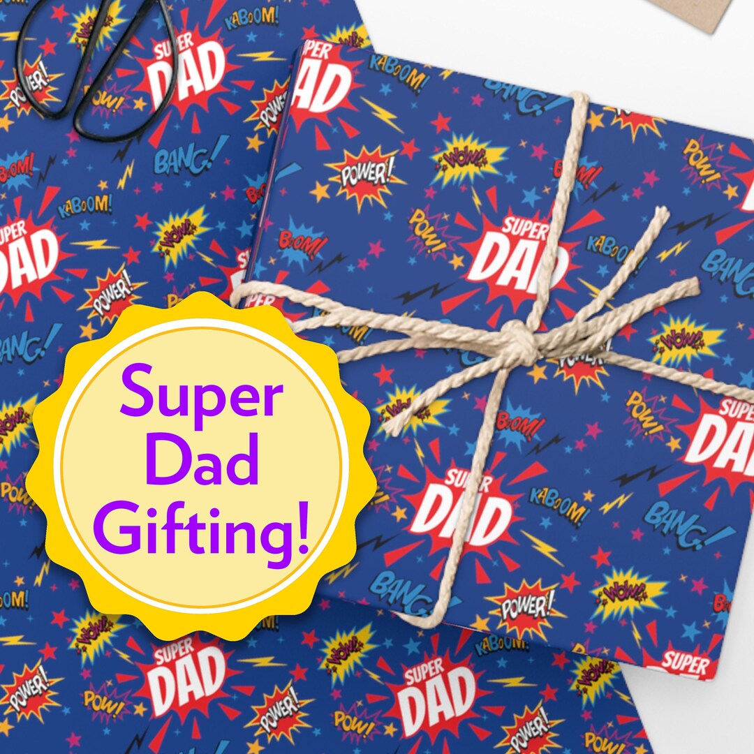 Super Dad Wrapping Paper, Cartoon Father's Day Gifting Paper - Etsy