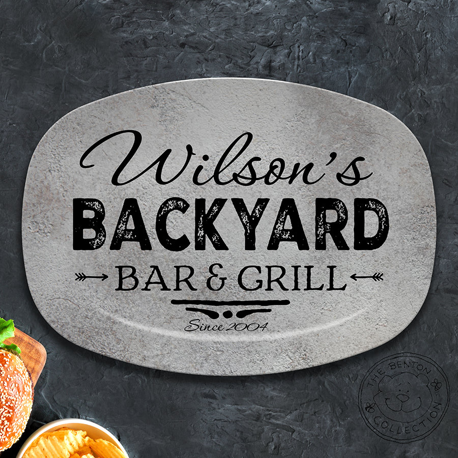 Personalized Family Platter, Backyard Bar & Grill Family Plate, BBQ ...