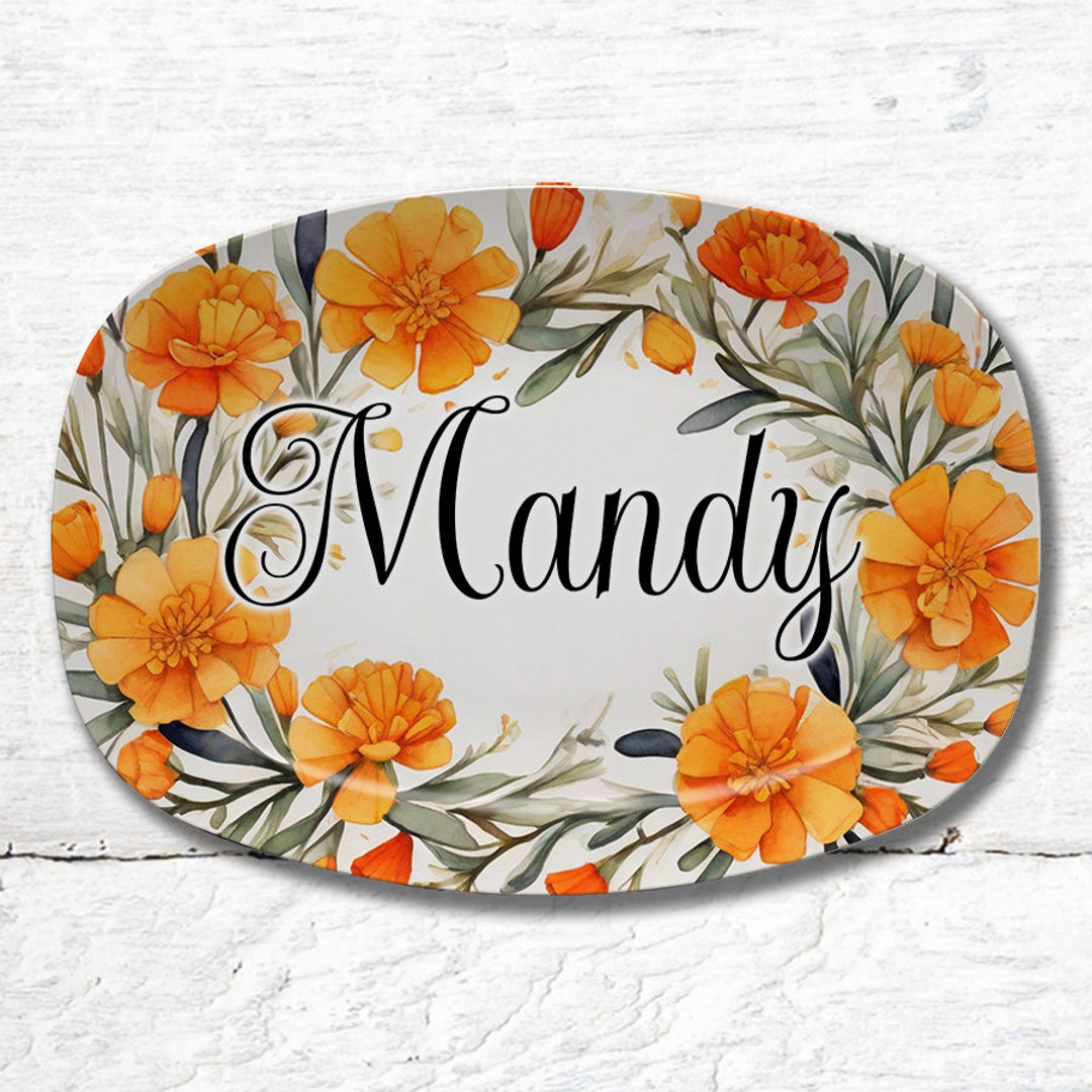 October Birth Month Flower Plate, Personalized Name Platter, Birth ...