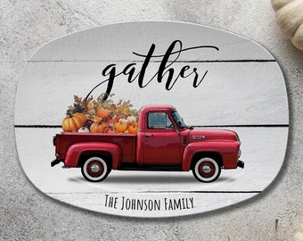Gather Fall Pumpkins Thanksgiving Personalized Platter - Etsy