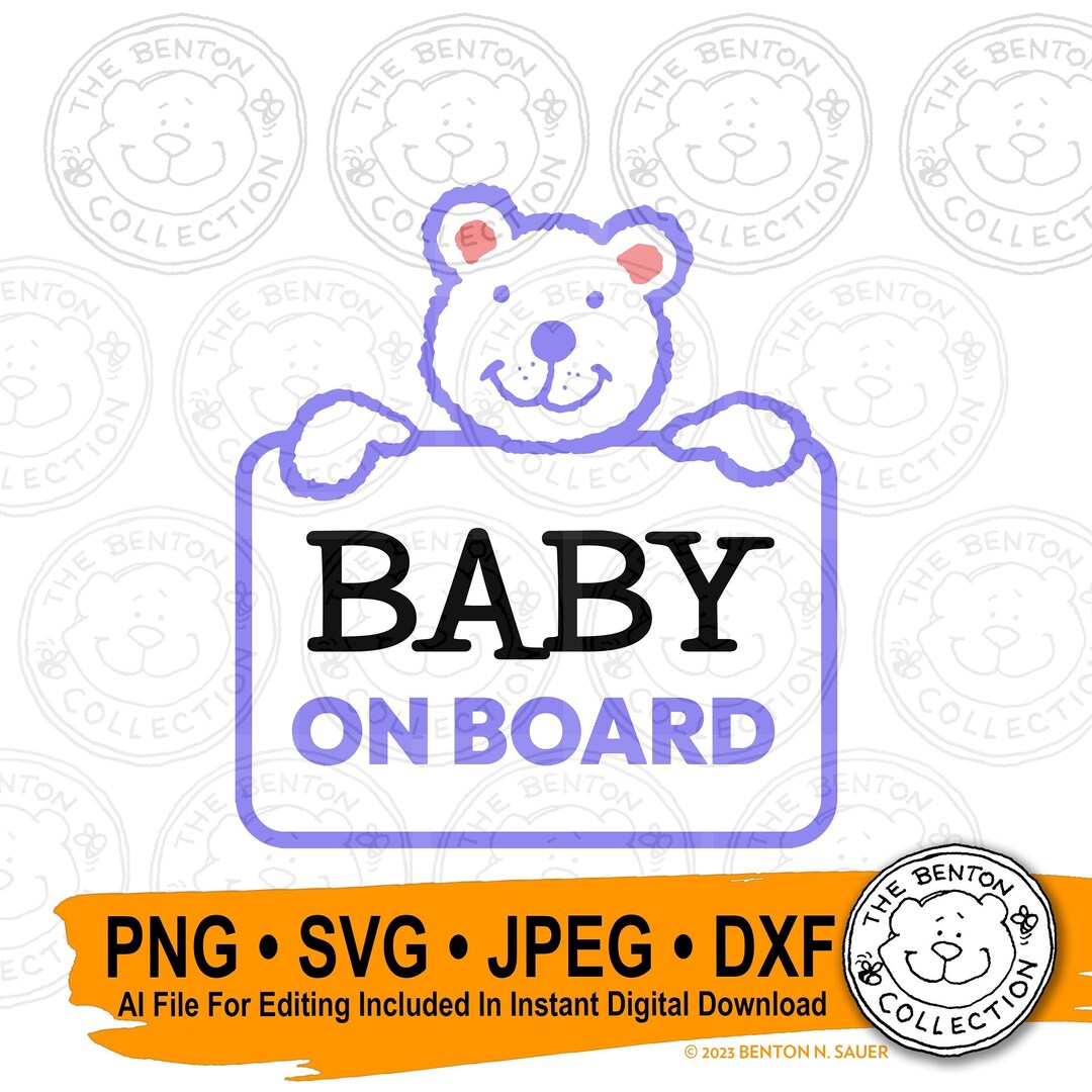 Baby on Board Digital Downloads, Teddy Bear Baby PNG, Digital Stickers ...