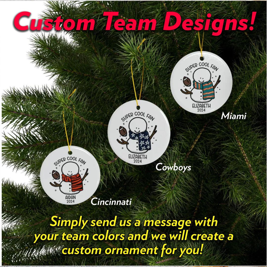 Personalized Football Team Snowman Ornament: Custom Ceramic Gift - Etsy