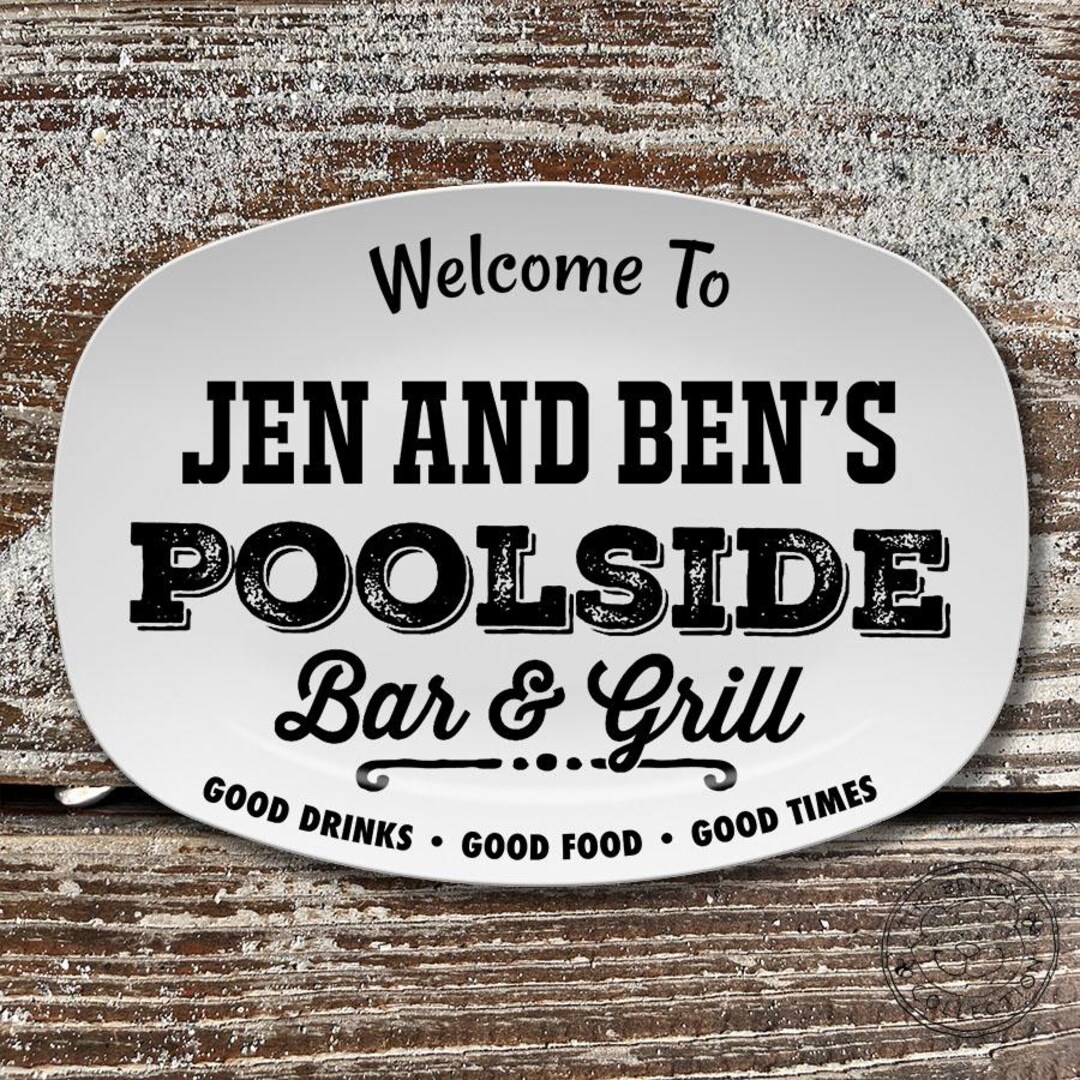 Poolside Bar and Gril Personalized Serving Tray Platter, Father's Day ...