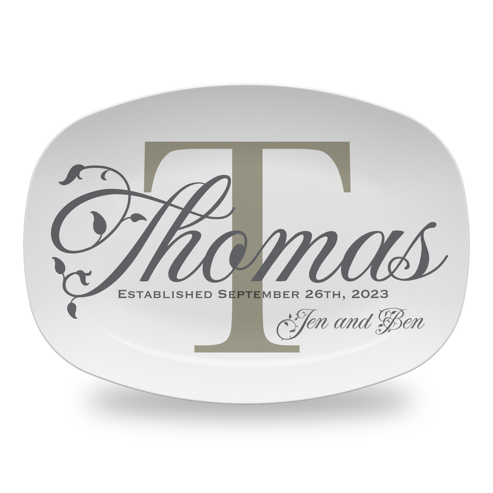 Monogram Wedding Platter: Personalized Family Name Serving Tray - Etsy