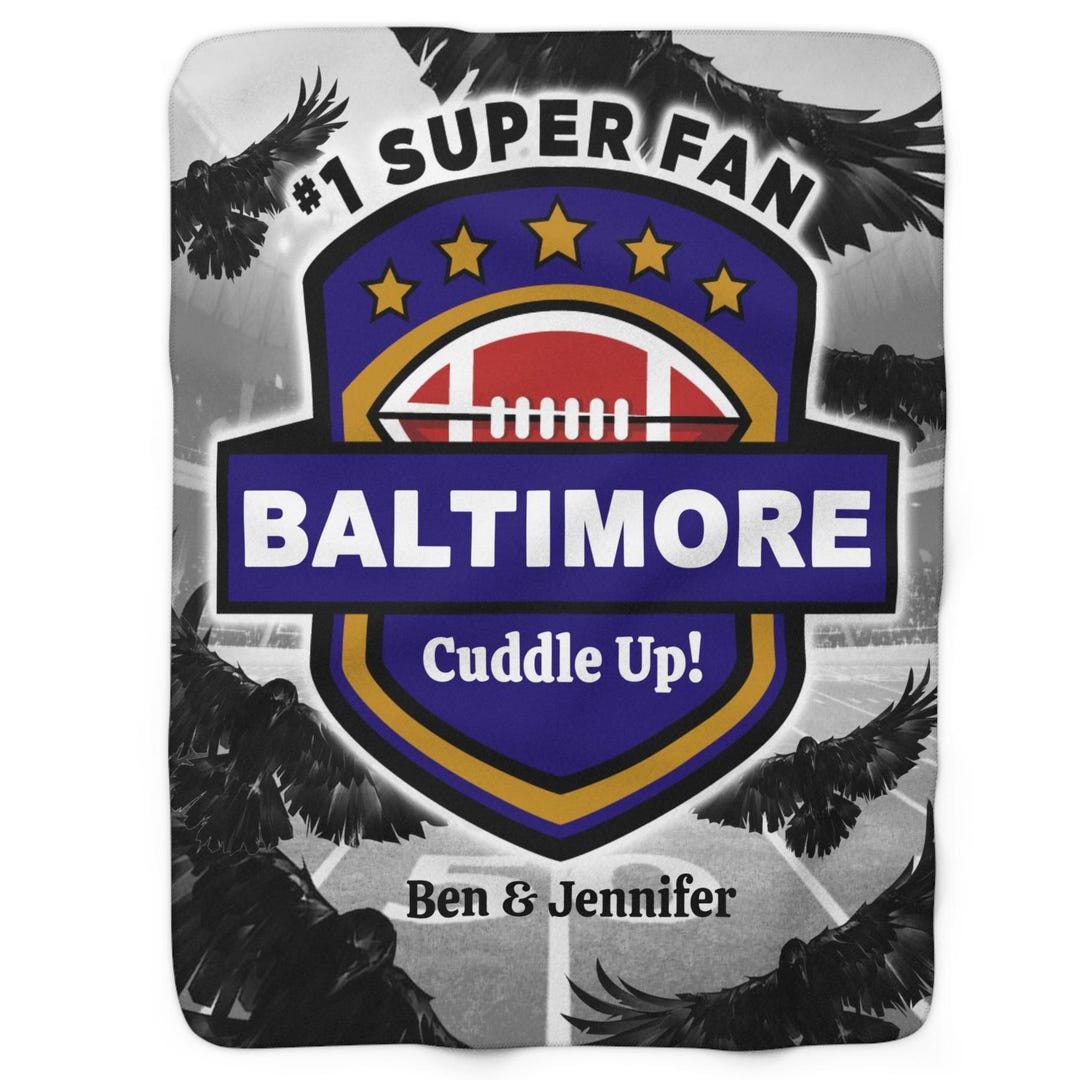 Baltimore Football Blanket Personalized Cuddle Up Sherpa Fleece Blanket ...